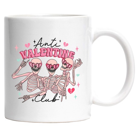 Cana cu scheleti care petrec cu mesajul "Anti Valentine Club ...