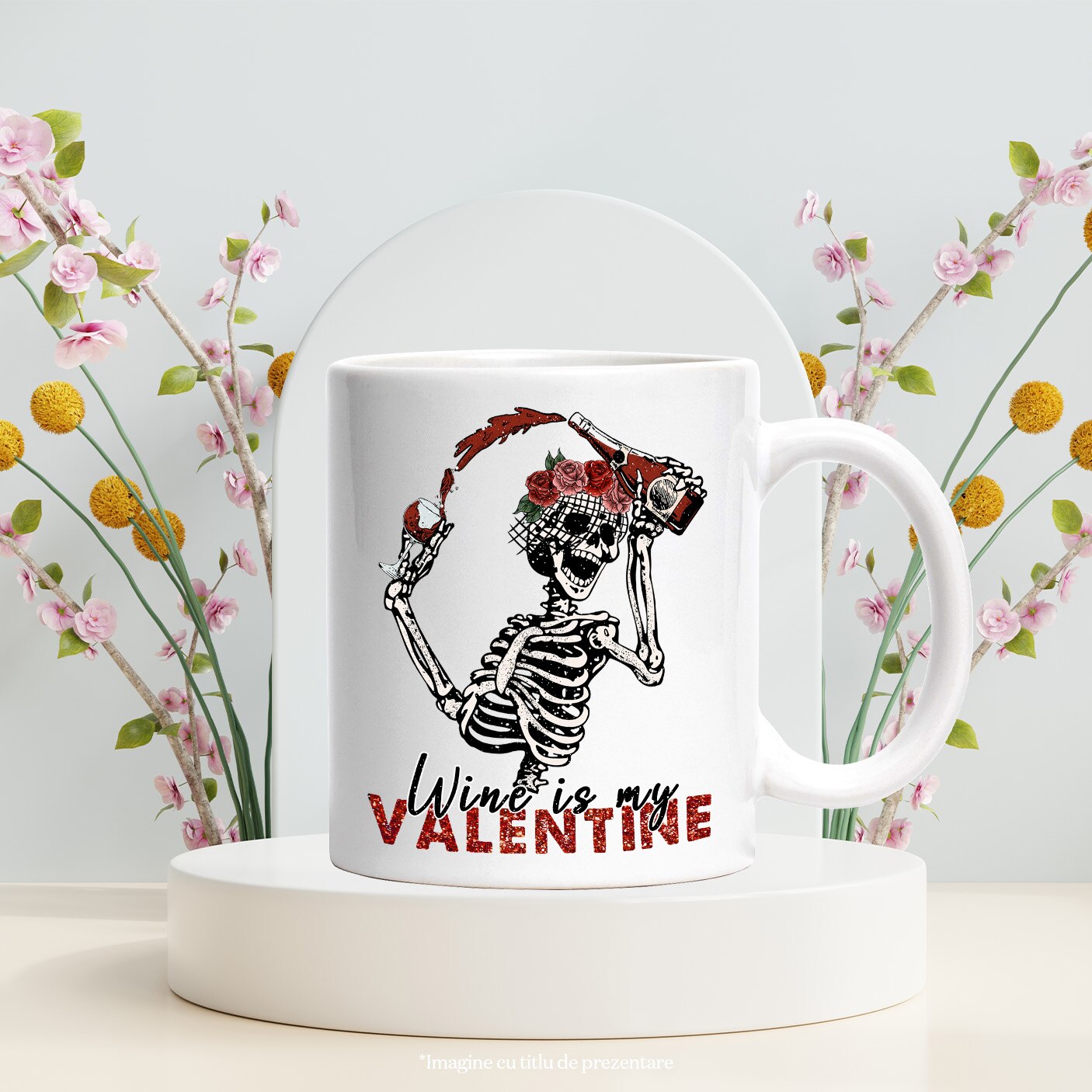 Bögre "A bor az én Valentinom", Valentin nap, illusztráció, szerelem ...