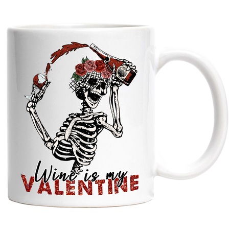 Bögre "A bor az én Valentinom", Valentin nap, illusztráció, szerelem ...