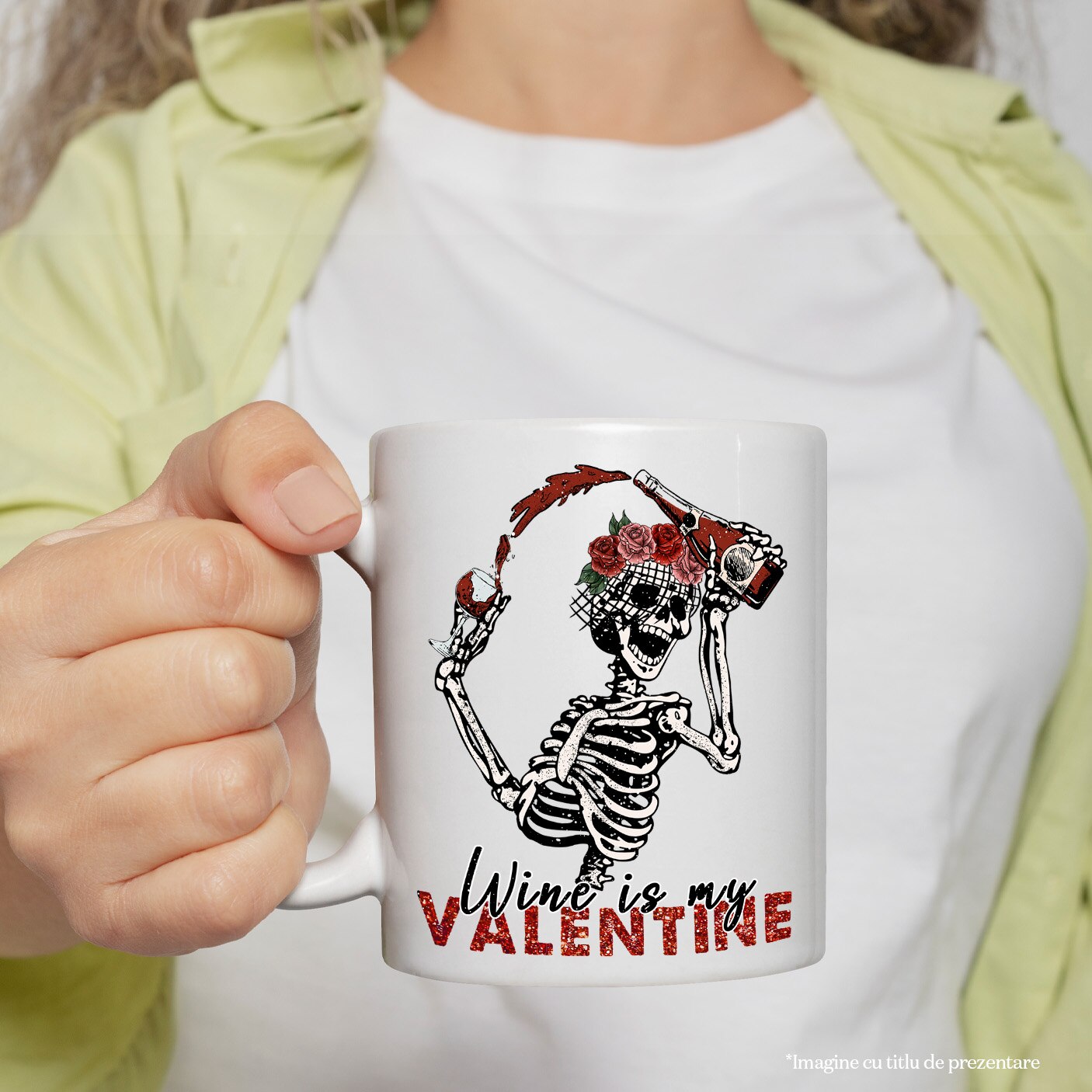 Bögre "A bor az én Valentinom", Valentin nap, illusztráció, szerelem ...