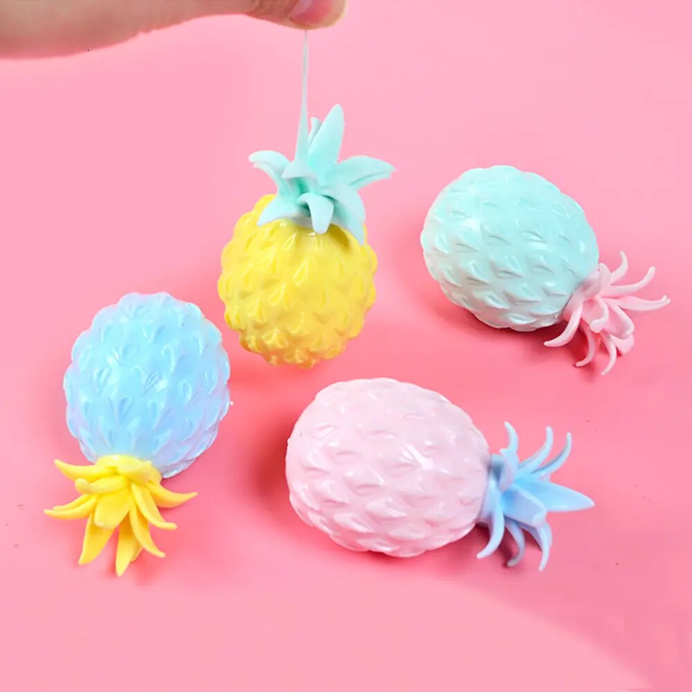 Set 4 Jucarii Squishi, Miraza, Antistres, Model Ananas, 8 x 5 cm ...