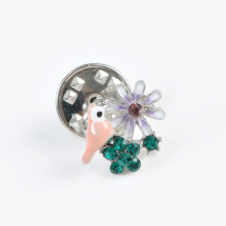 Brosa martisor floare cu pasare roz, Meli Melo Paris - eMAG.ro