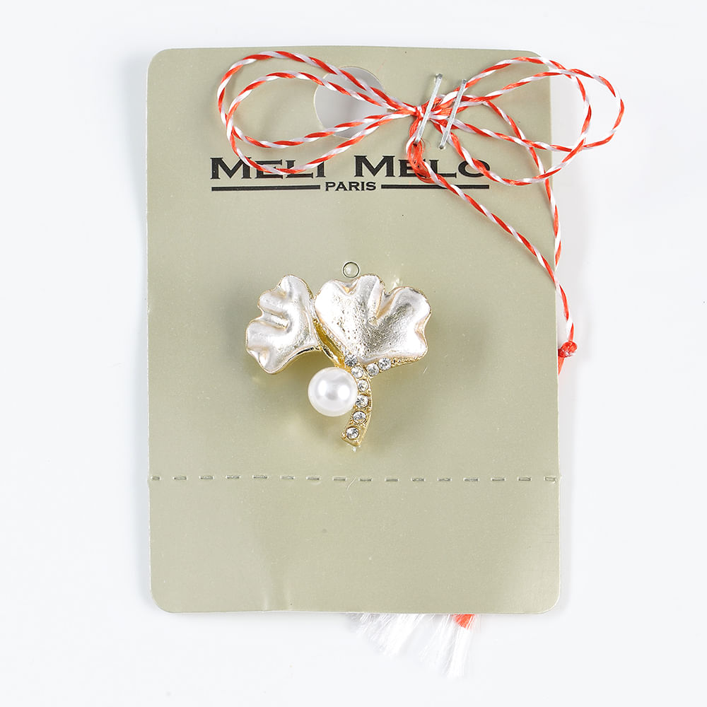 Brosa martisor frunze albe cu perla, Meli Melo Paris - eMAG.ro