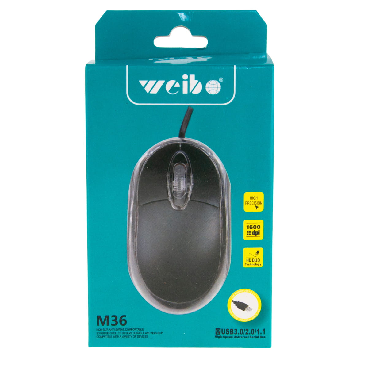 Mouse, Weibo, 1600 dpi, Negru - eMAG.ro