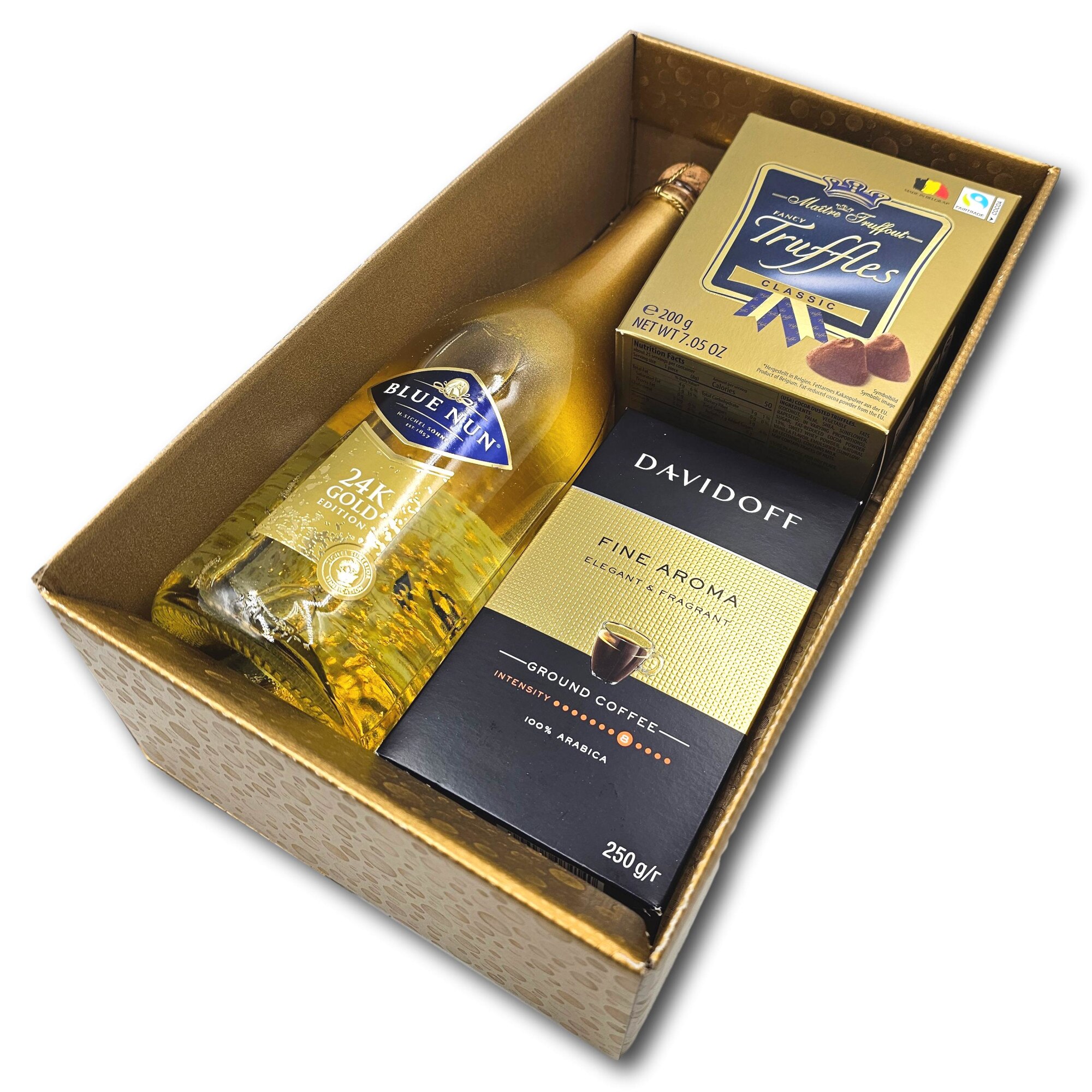 Pachet cadou elegant, CADOURI PREMIUM, model Gold Dream, cu spumant ...