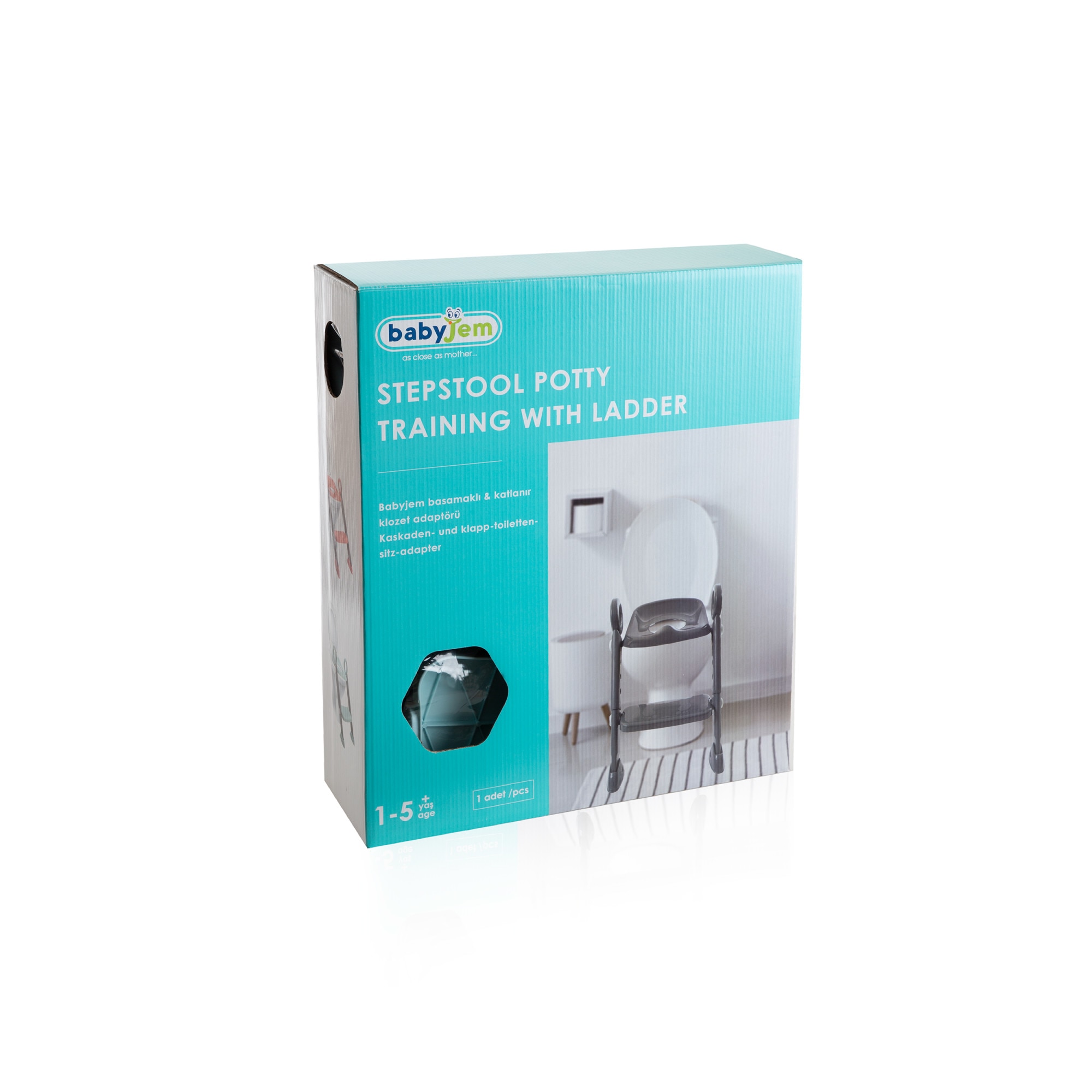 Reductor toaleta pliabil cu scara, BabyJem, Corai - eMAG.ro