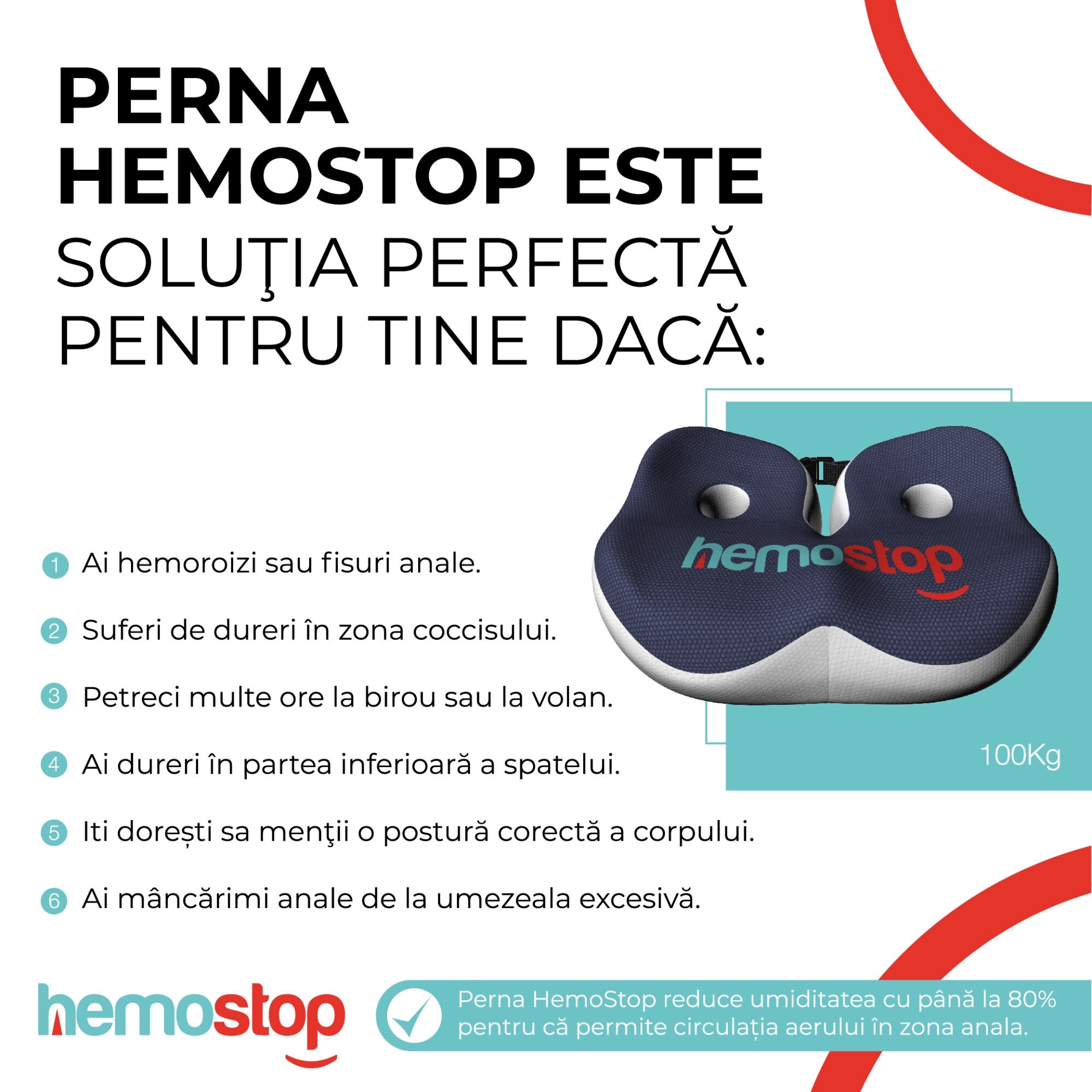 Perna pentru hemoroizi, pana la 100kg, alinare instantanee, efect de ...