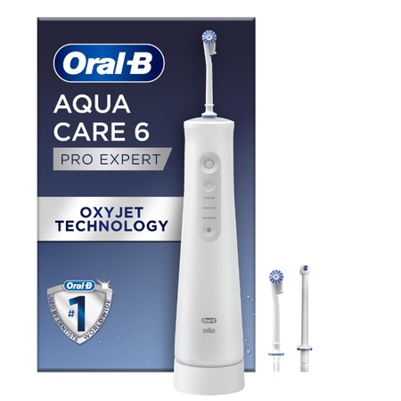Irigator bucal portabil Oral-B AquaCare Pro Expert Series 6, Tehnologie Oxyjet, 3 intensitati, 2 ...