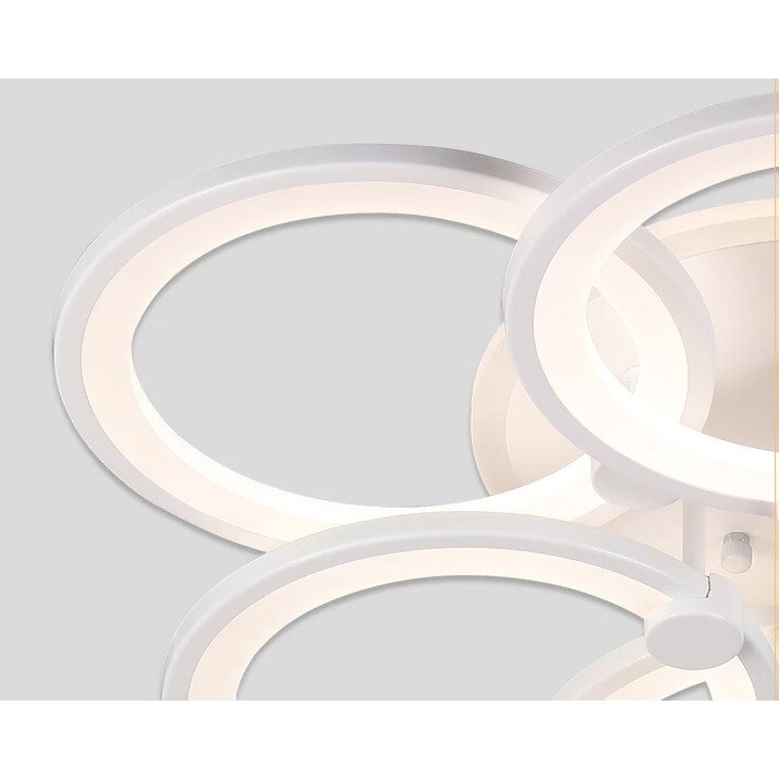 Lustra LED, 120W, 6 cercuri, alb, telecomanda, lumina rece/calda/neutra ...