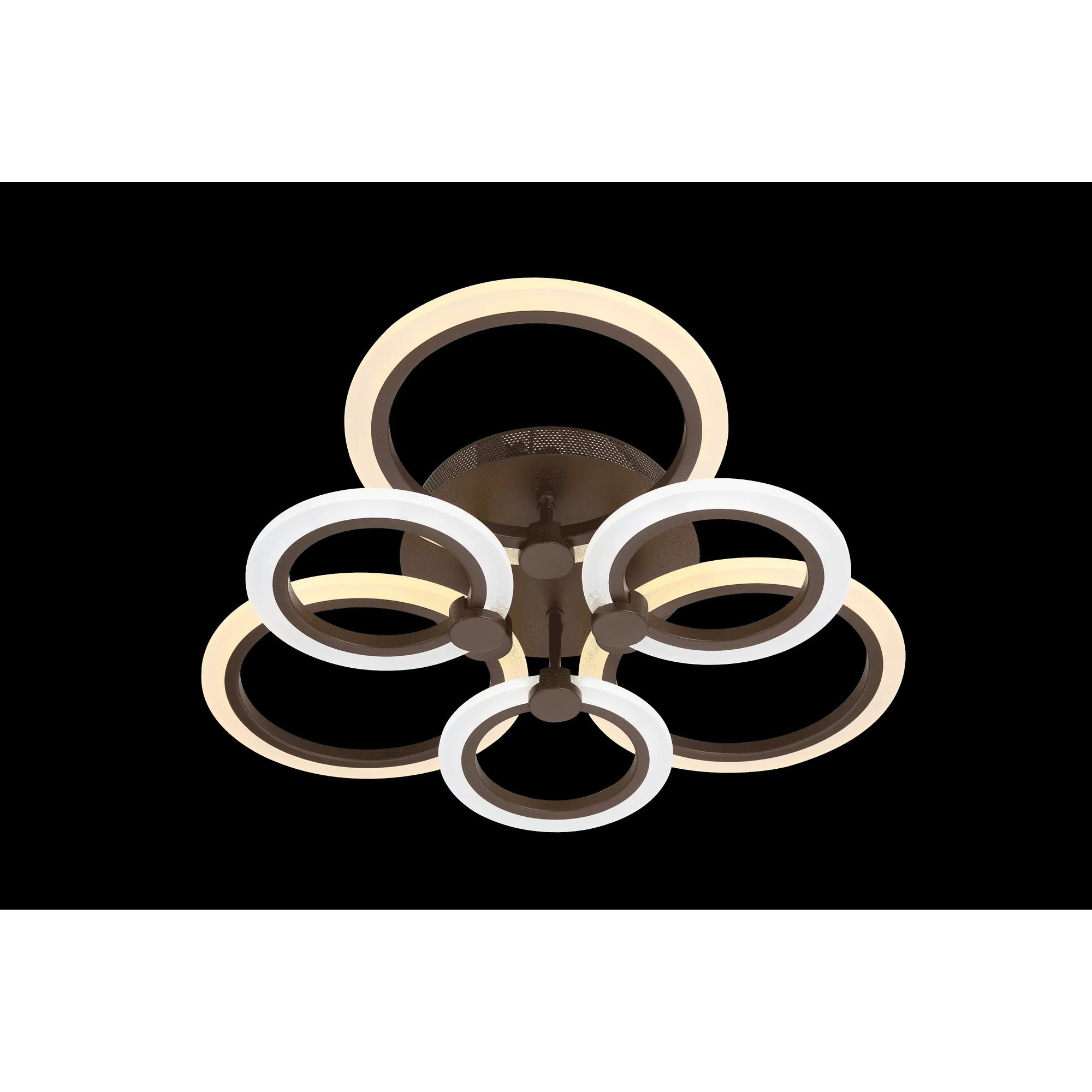 Lustra LED, 120W, 6 cercuri, maro, telecomanda, lumina rece/calda ...