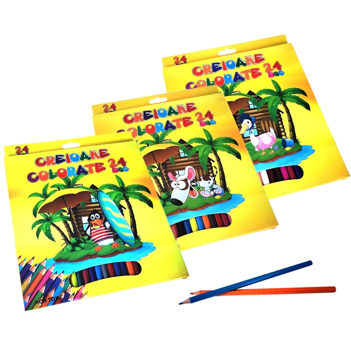 Creioane colorate lungi, 24 culori DROM - eMAG.ro