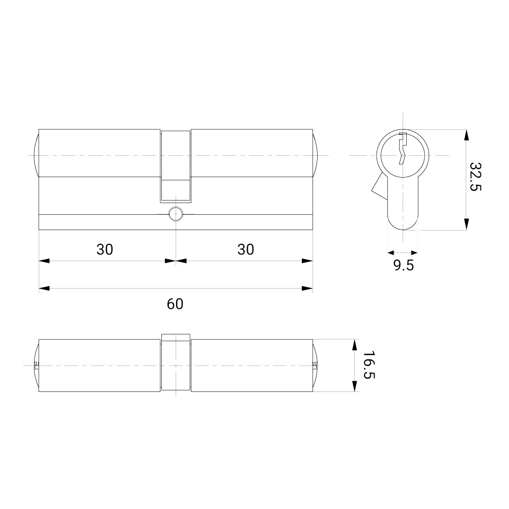 Cilindru butuc yala poarta metalica, 30x30, lungime 60mm, 5 chei - eMAG.ro