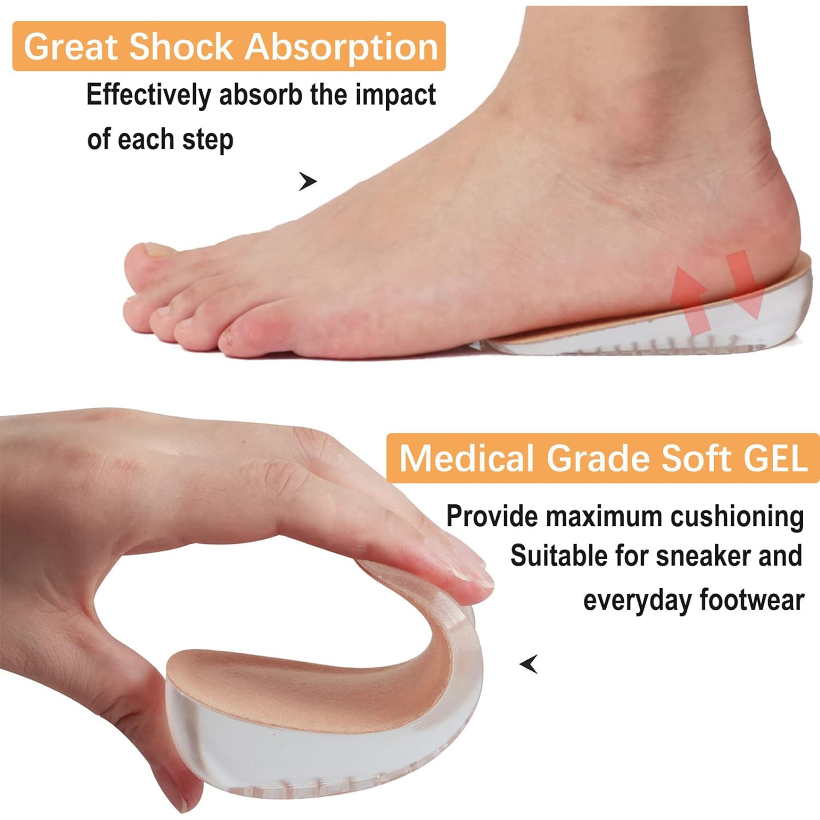 Set 2 Talonete Ortopedice din Gel Pentru Calcai, NUODWELL, 3.5cm ...