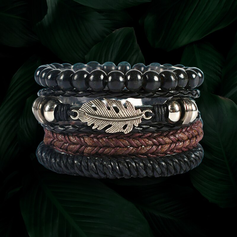 Set 4 bratari cu pandantiv simbolic, model frunza cazatoare, reglabile ...