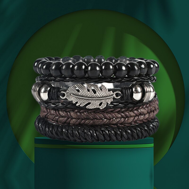 Set 4 bratari cu pandantiv simbolic, model frunza cazatoare, reglabile ...