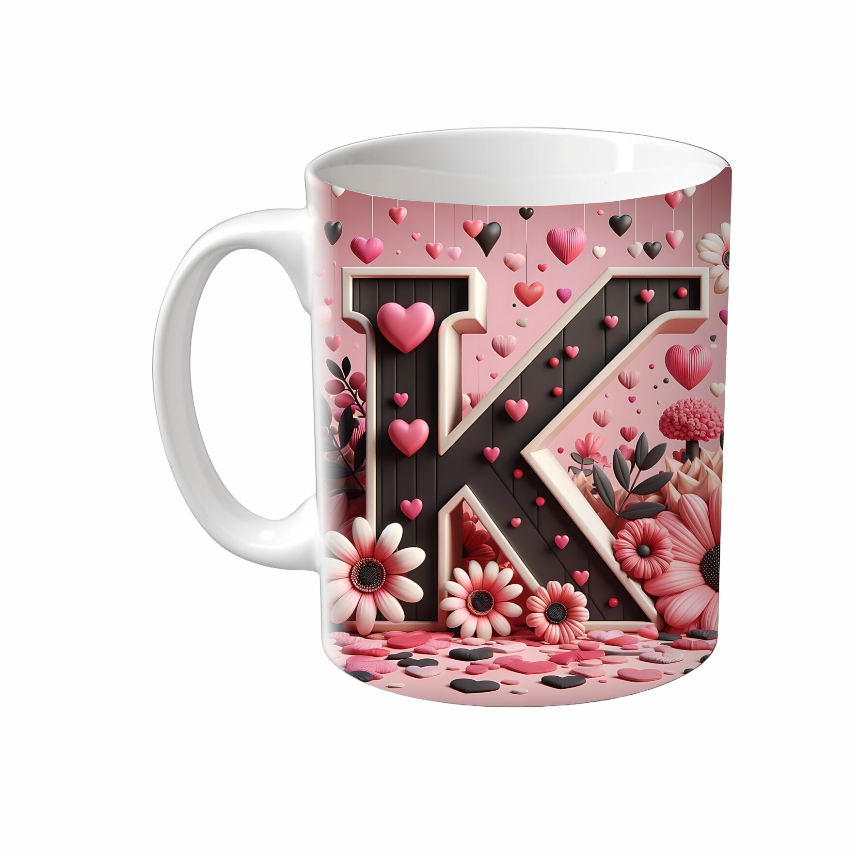 Cana Alfabet, Inedit Print, CP92VK, Ceramica, Alb, 330 ml - eMAG.ro