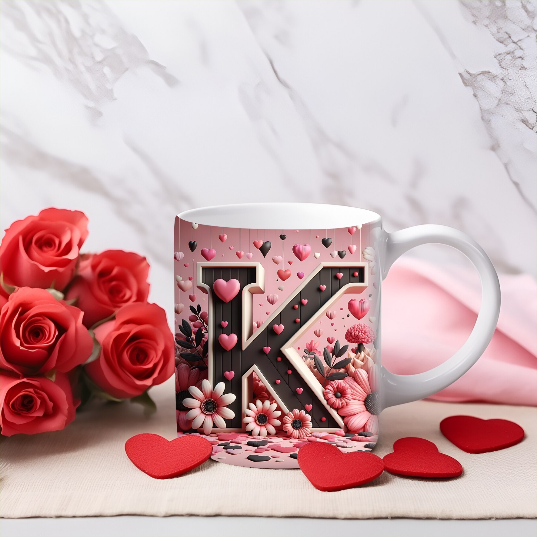 Cana Alfabet, Inedit Print, CP92VK, Ceramica, Alb, 330 ml - eMAG.ro