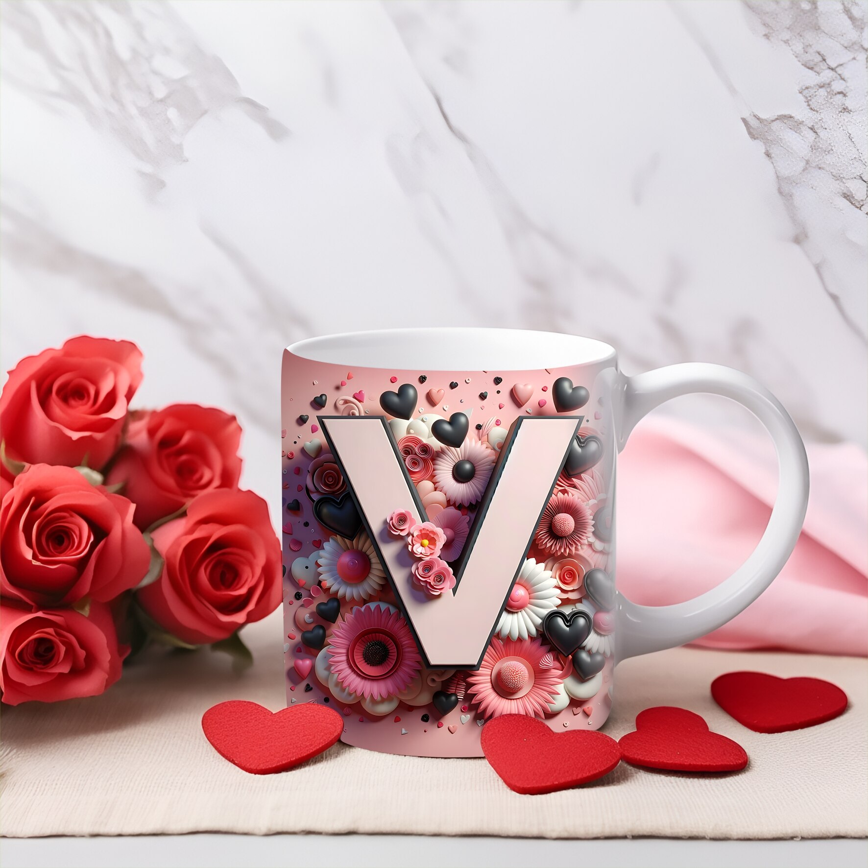 Cana Alfabet, Inedit Print, CP92VV, Ceramica, Alb, 330 ml - eMAG.ro