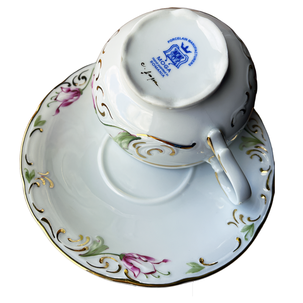 Set Ceai 12 piese, Moga, Tulip, pictura manuala - eMAG.ro