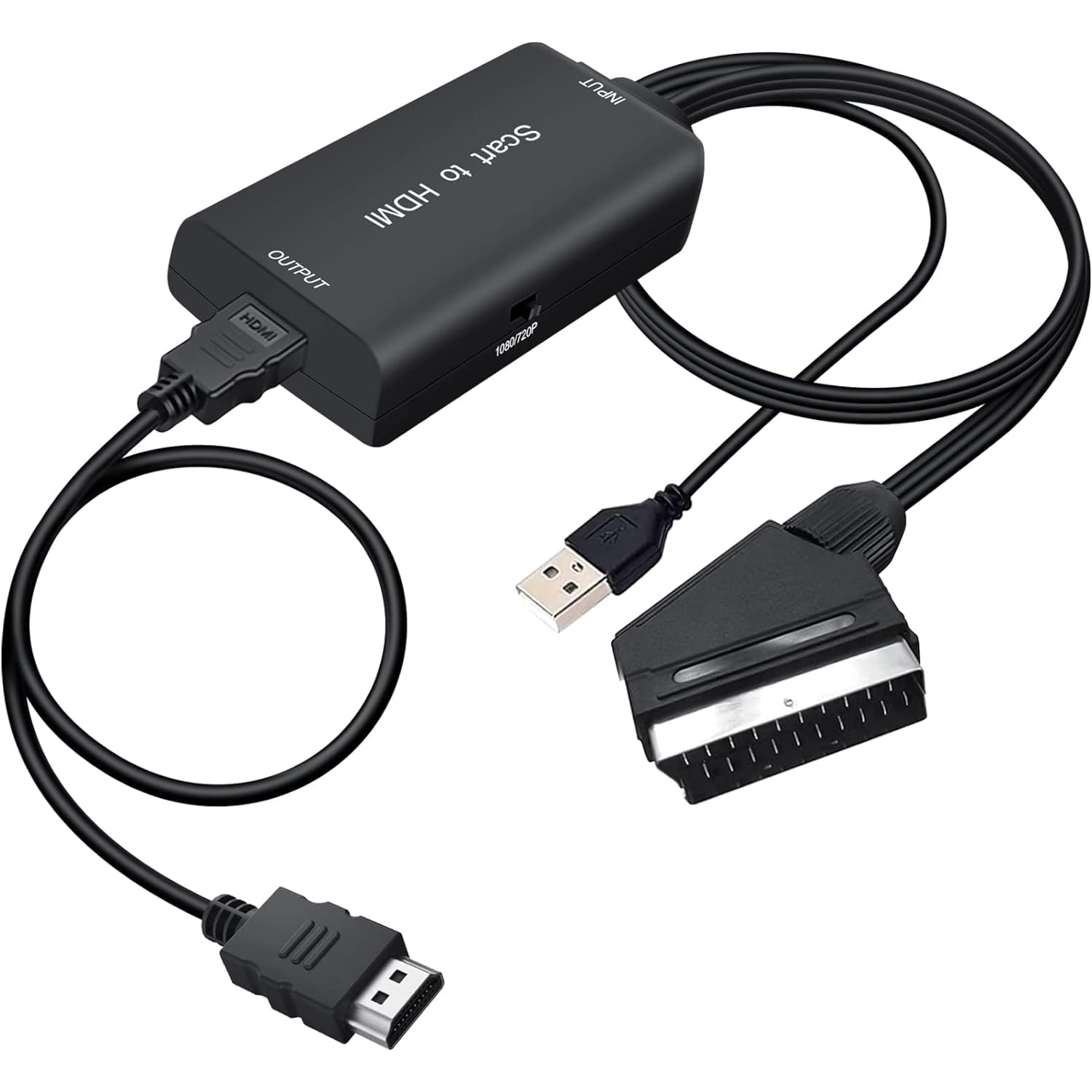 Adaptor convertor Scart la HDMI, 1080P/720P HD, Negru - eMAG.ro