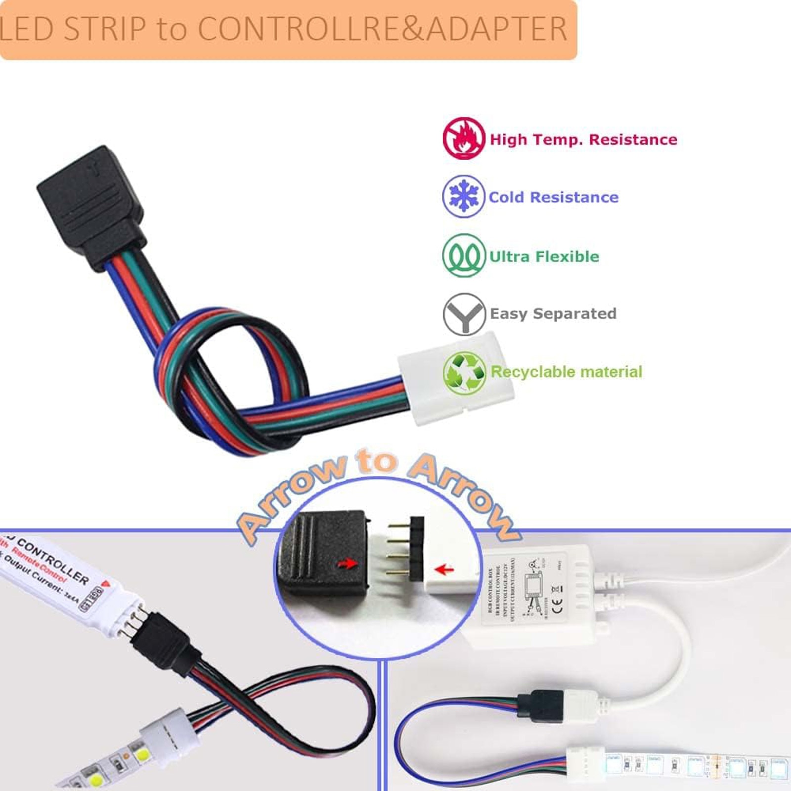 Kit conectori banda led 4 pin, Axroad Mall, Cu conectori in forma de T ...