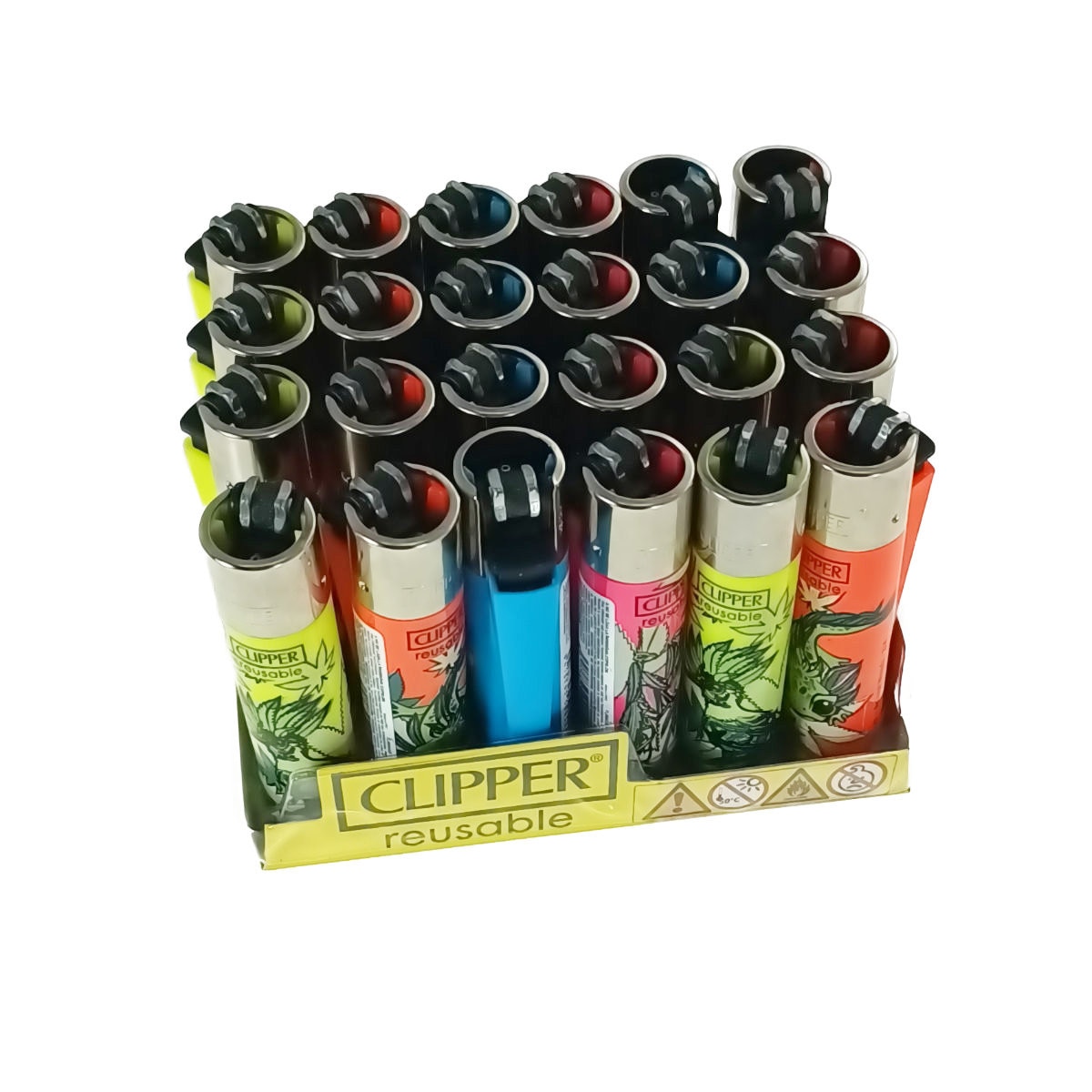Set 24 brichete clasice Clipper, de buzunar, reincarcabile, multicolor ...