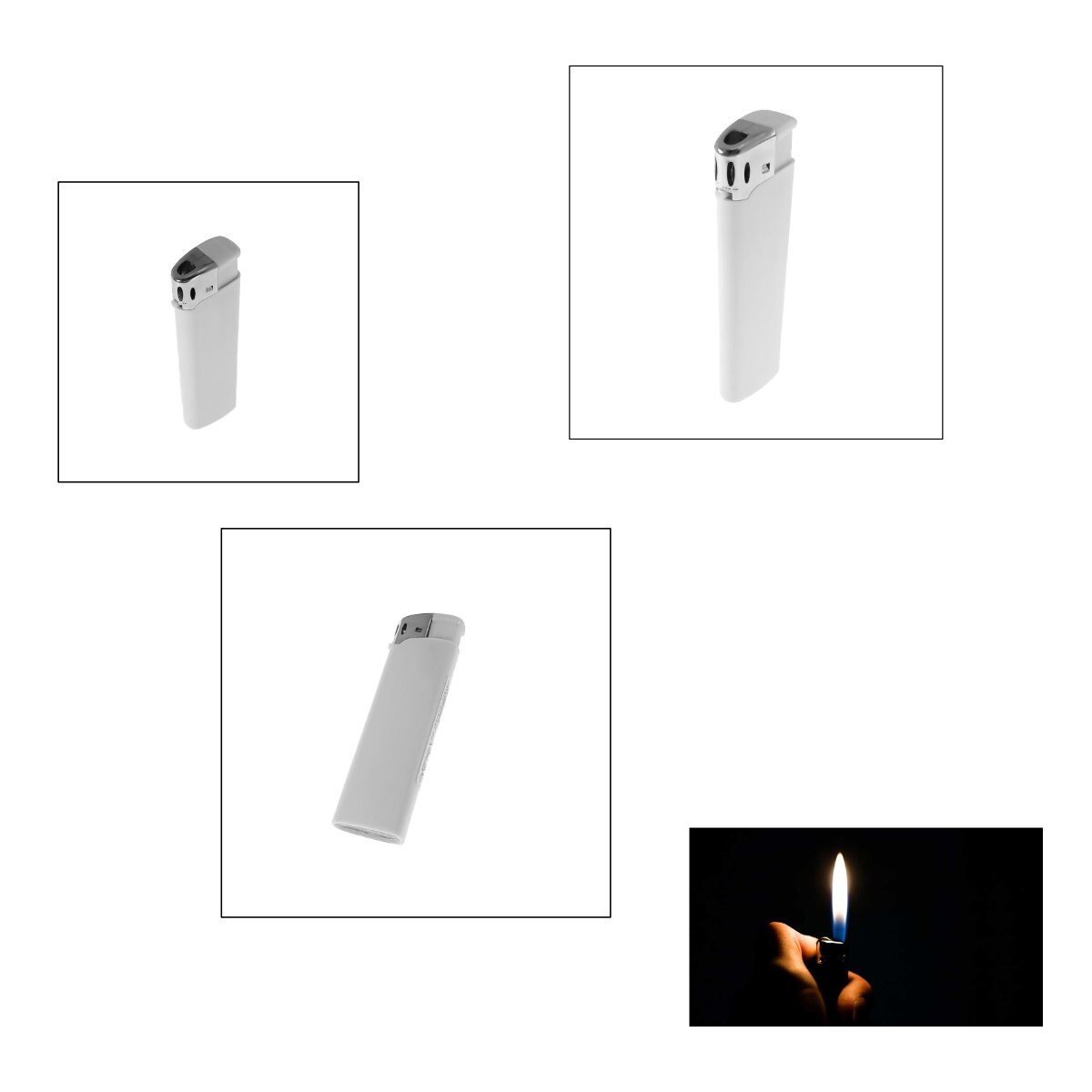 Bricheta clasica de buzunar, BRF00023 White, 83 x 27 x 13 mm, flacara ...
