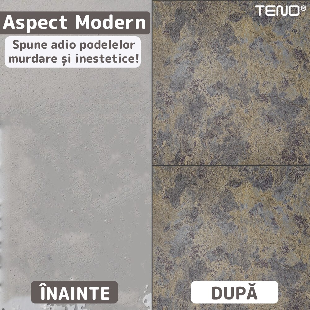 Set 50 Placi de Pardoseala Marmura Autoadeziva Mica Teno®, suprafata ...