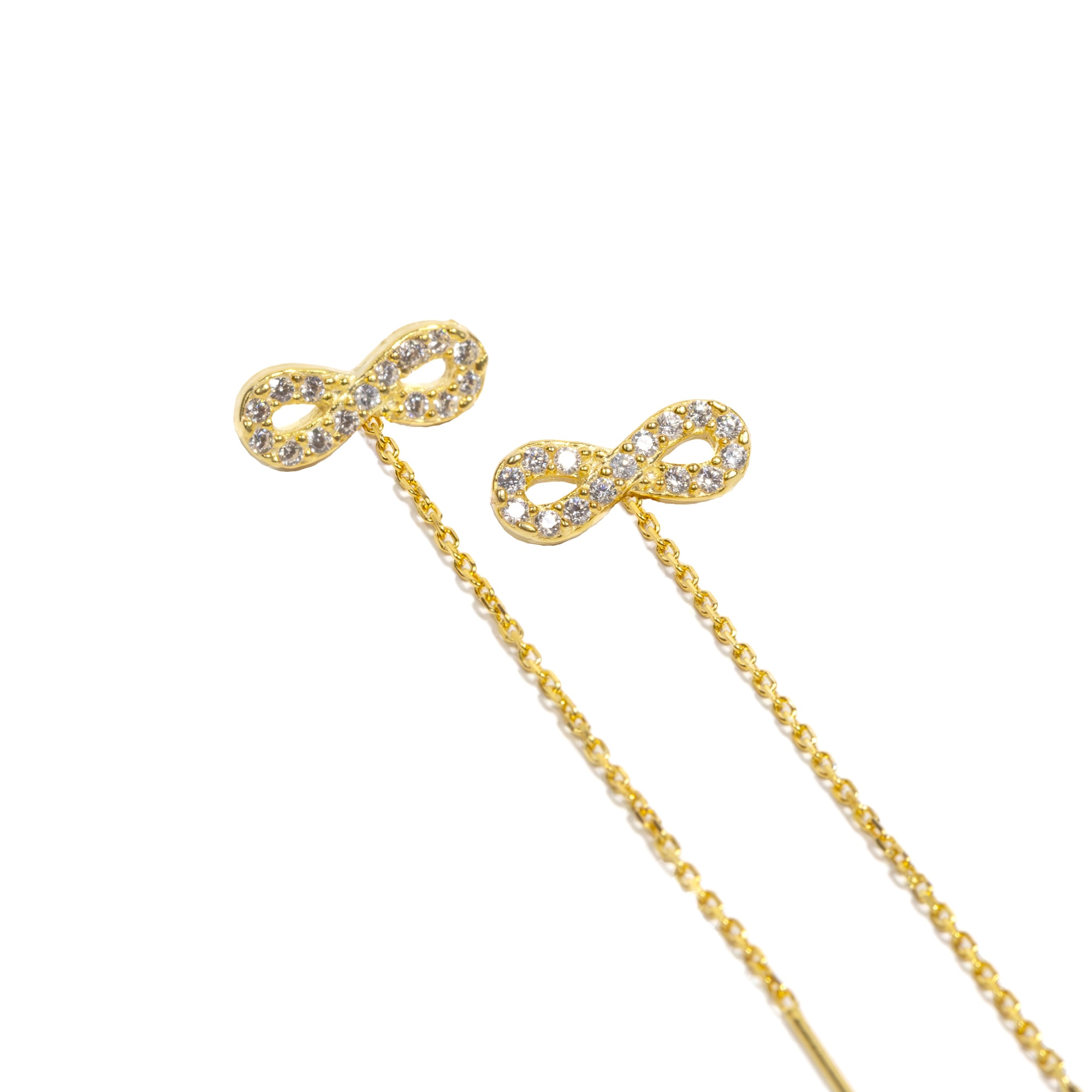 Cercei lungi infinit argint 925 placat cu aur 14k - eMAG.ro
