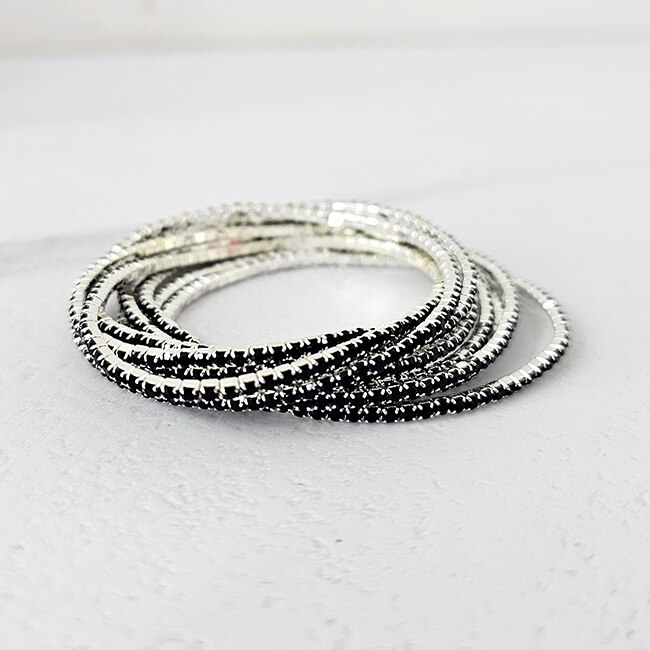 Set 10 bratari elastice With Sparks, cu cristale artizanale, Negru ...