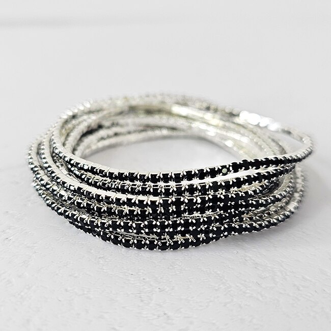 Set 10 bratari elastice With Sparks, cu cristale artizanale, Negru ...