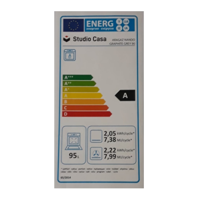Печка 90 cm Nando Graphite Grey Studio Casa, 5 зони за готвене, Газ ...