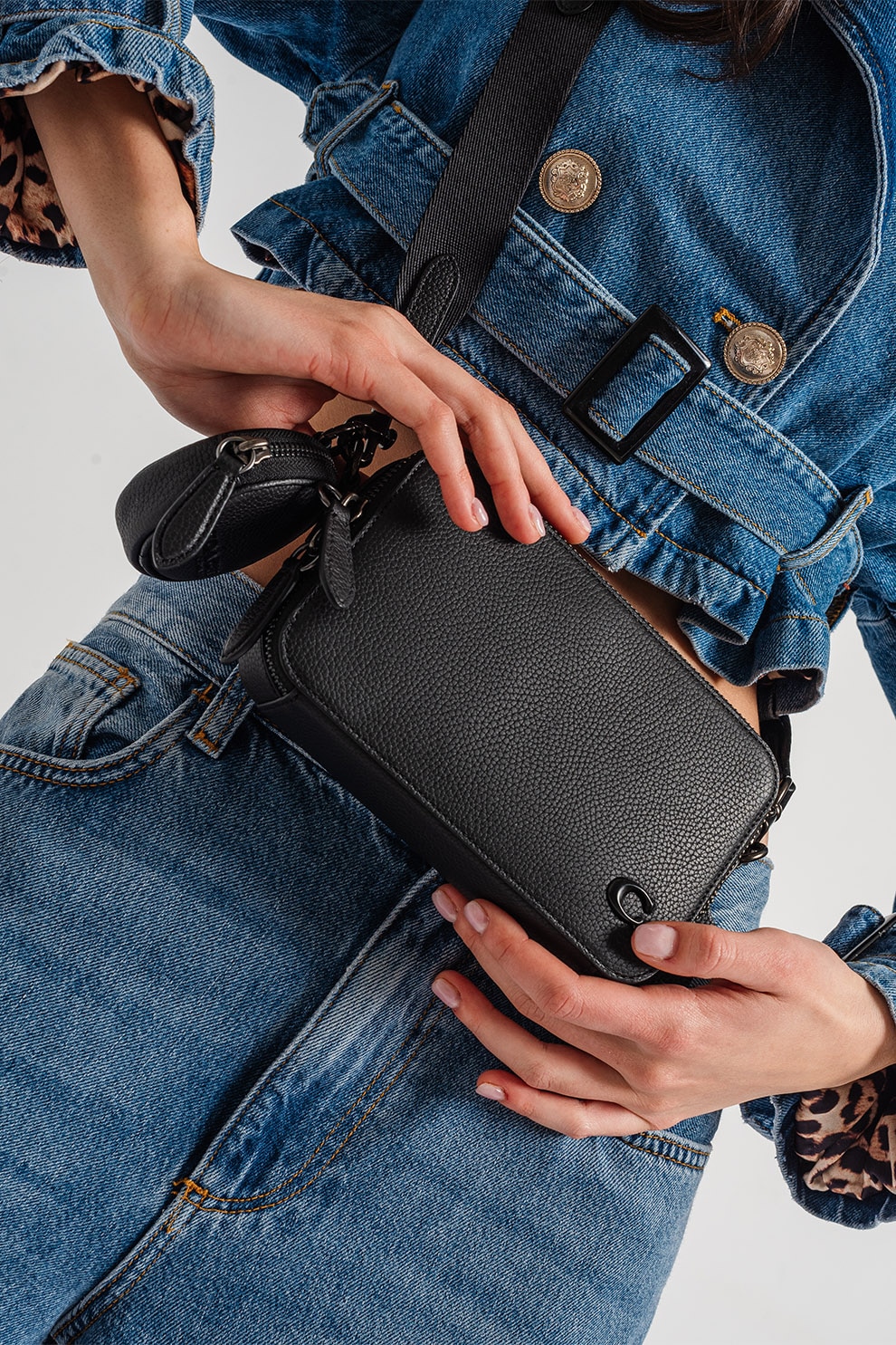 Coach, Geanta crossbody de piele Charter, Negru - eMAG.ro