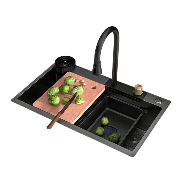 Chiuveta Bucatarie Multifunctionala, Otel, Negru, 75 cm - eMAG.ro