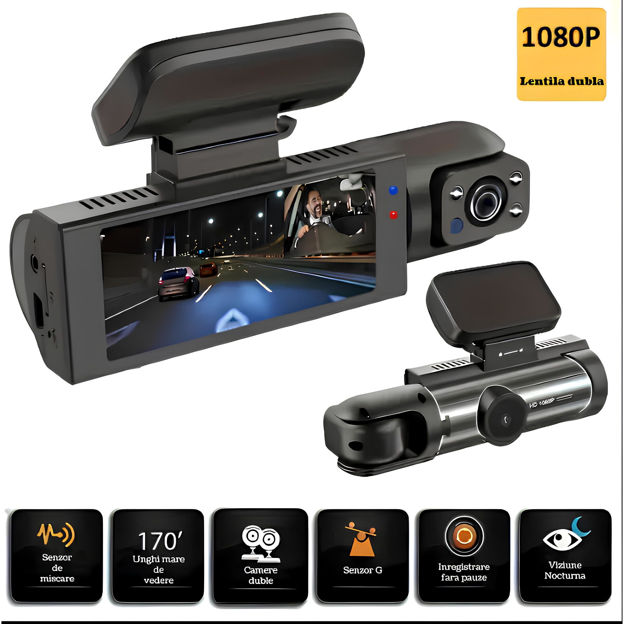 Видеорегистратор с DVR, 3,16-инчов IPS екран със сензорен екран, G ...