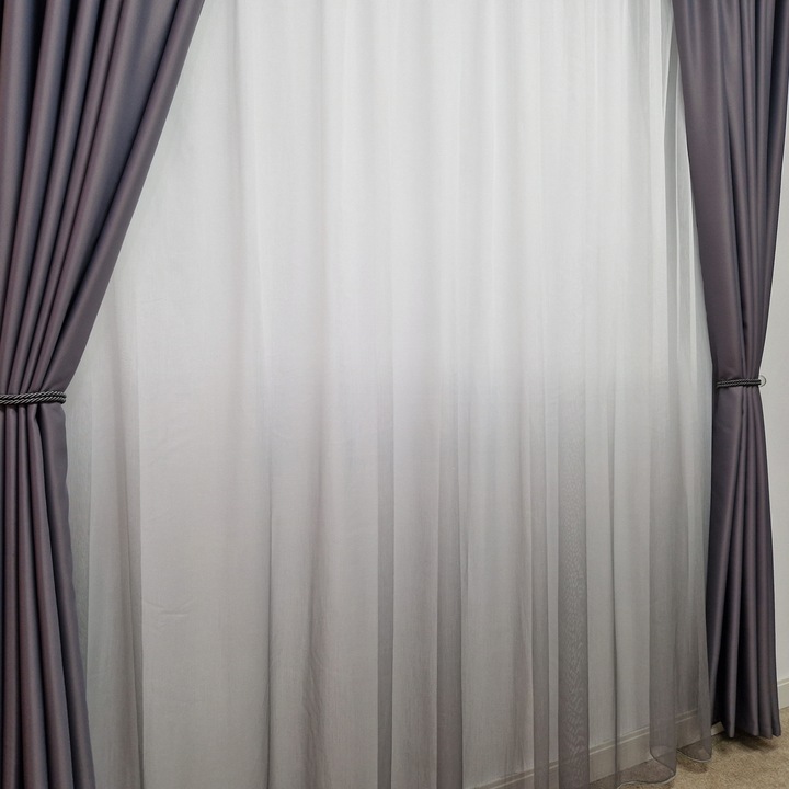 Perdea Alba pe bambus degrade Gri cu rejansa, 400 x 230 - eMAG.ro