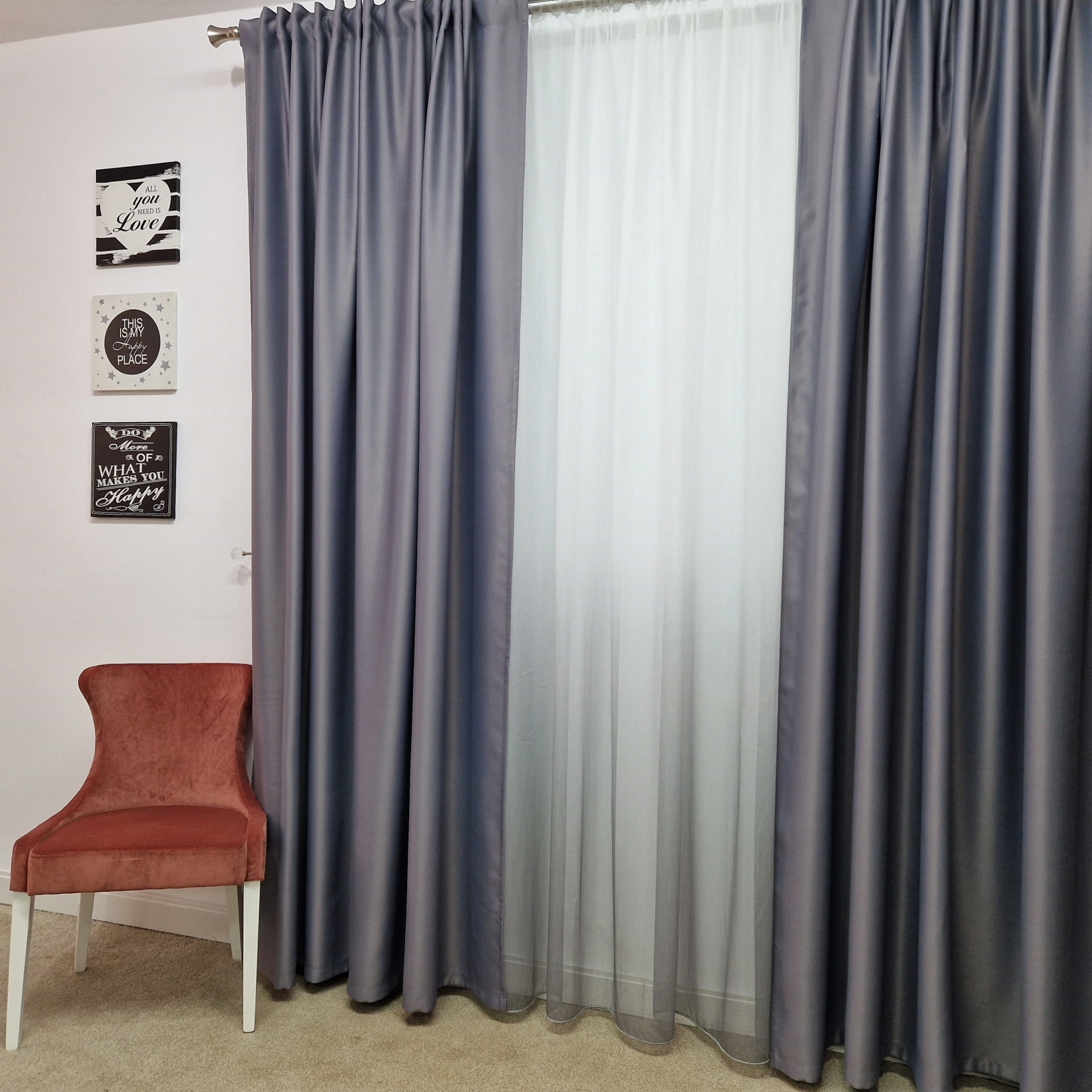 Perdea Alba pe bambus degrade Gri cu rejansa, 400 x 230 - eMAG.ro