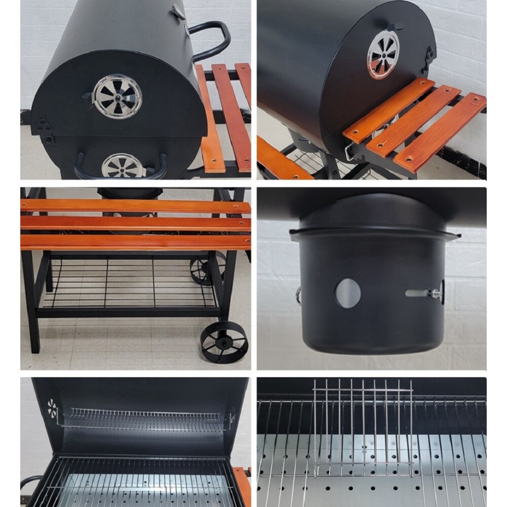 Gratar de gradina, BigGarden, Metal, pe roti, 105.5x85x118 cm, Negru ...