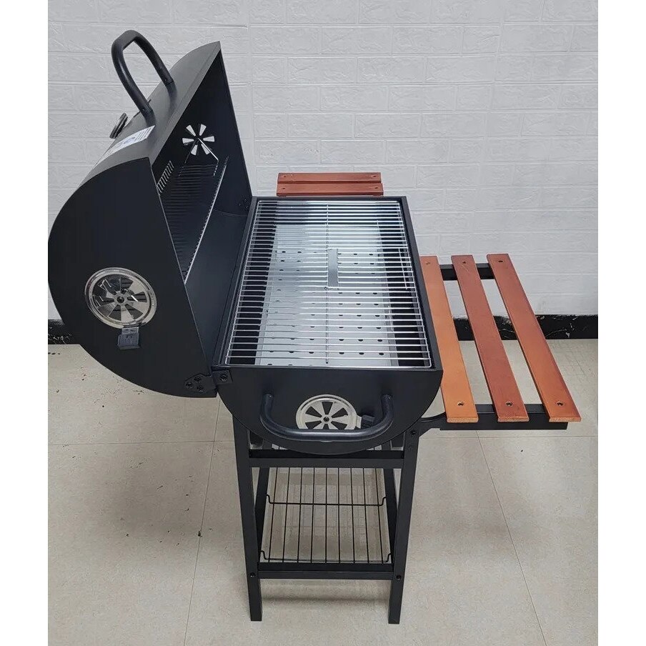 Gratar de gradina, BigGarden, Metal, pe roti, 105.5x85x118 cm, Negru ...