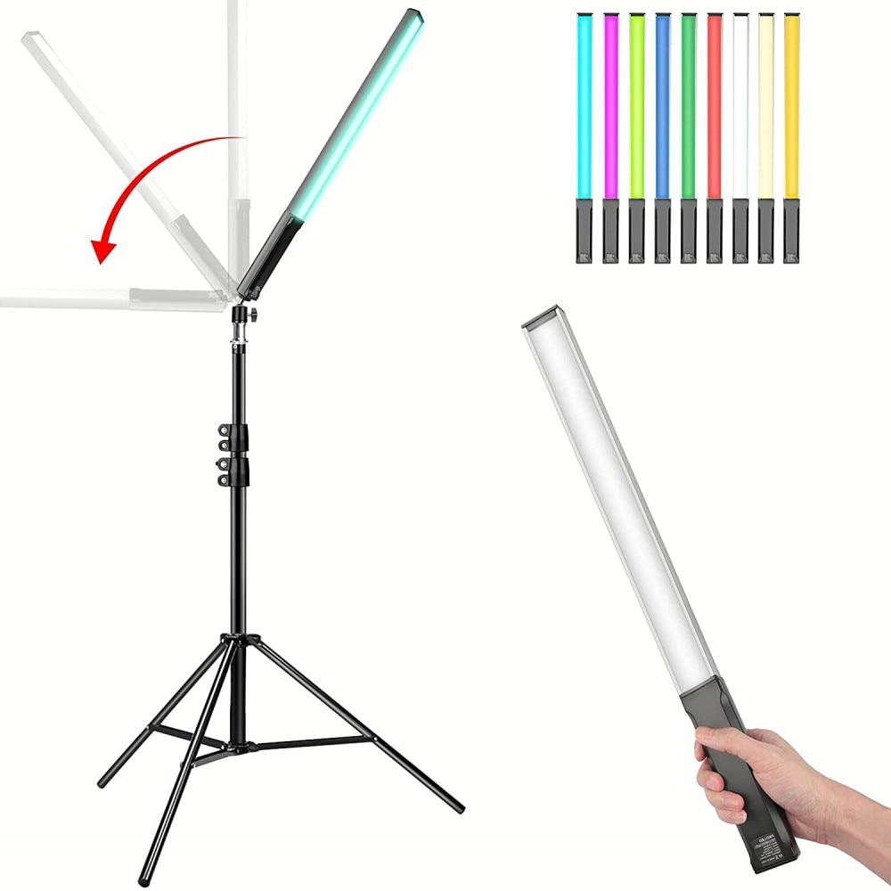 Lampa LED RGB Youndra®, tip bagheta, pentru studio, foto, video, 20W ...