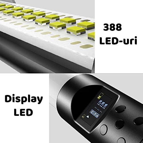 Lampa LED RGB Youndra®, tip bagheta, pentru studio, foto, video, 20W ...