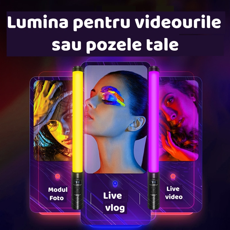 Lampa RGB Youndra® 20W, Bagheta LED pentru Iluminat Profesional, Studio ...