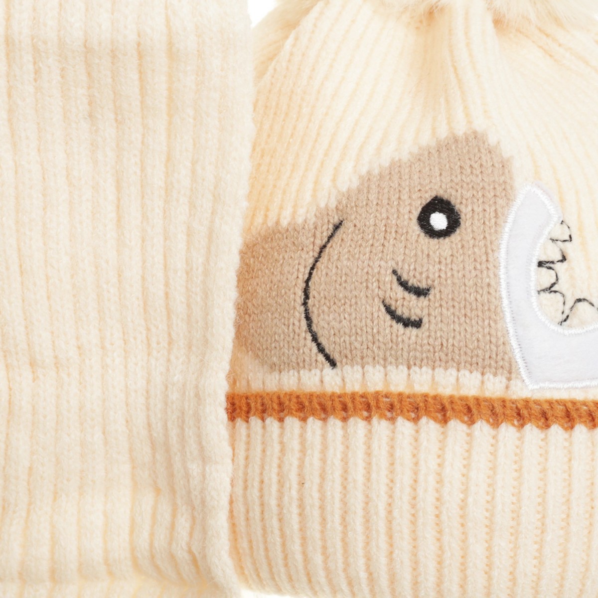 Set caciula si fular pentru copii, PAMI, CC-0523-108-3, One size, Crem ...