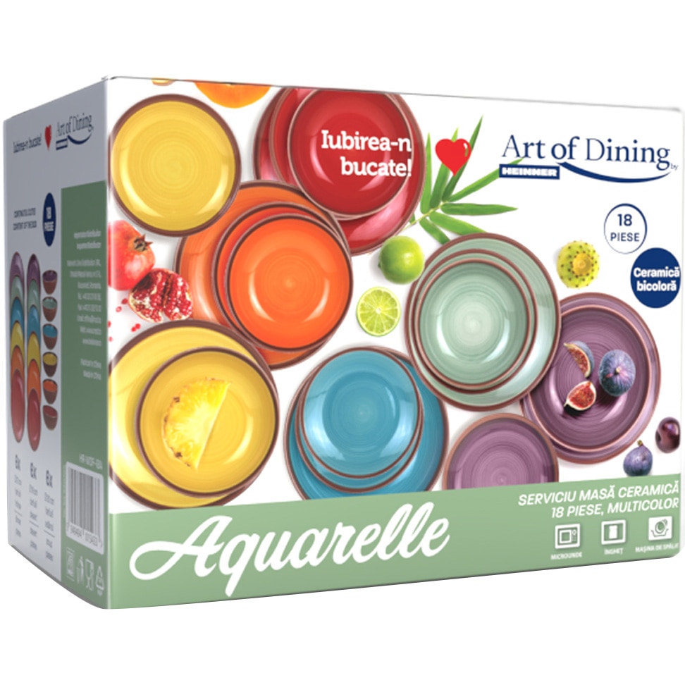 Art of Dining by Heinner Aquarelle étkészlet, kerámia, 18db - eMAG.hu