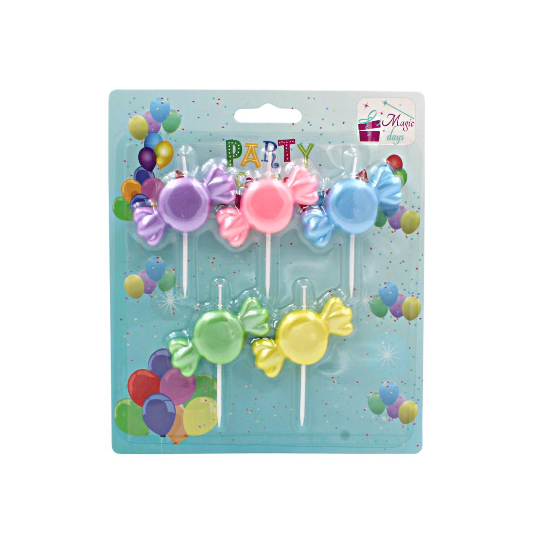 Set 5 lumanari party candy pastel - eMAG.ro