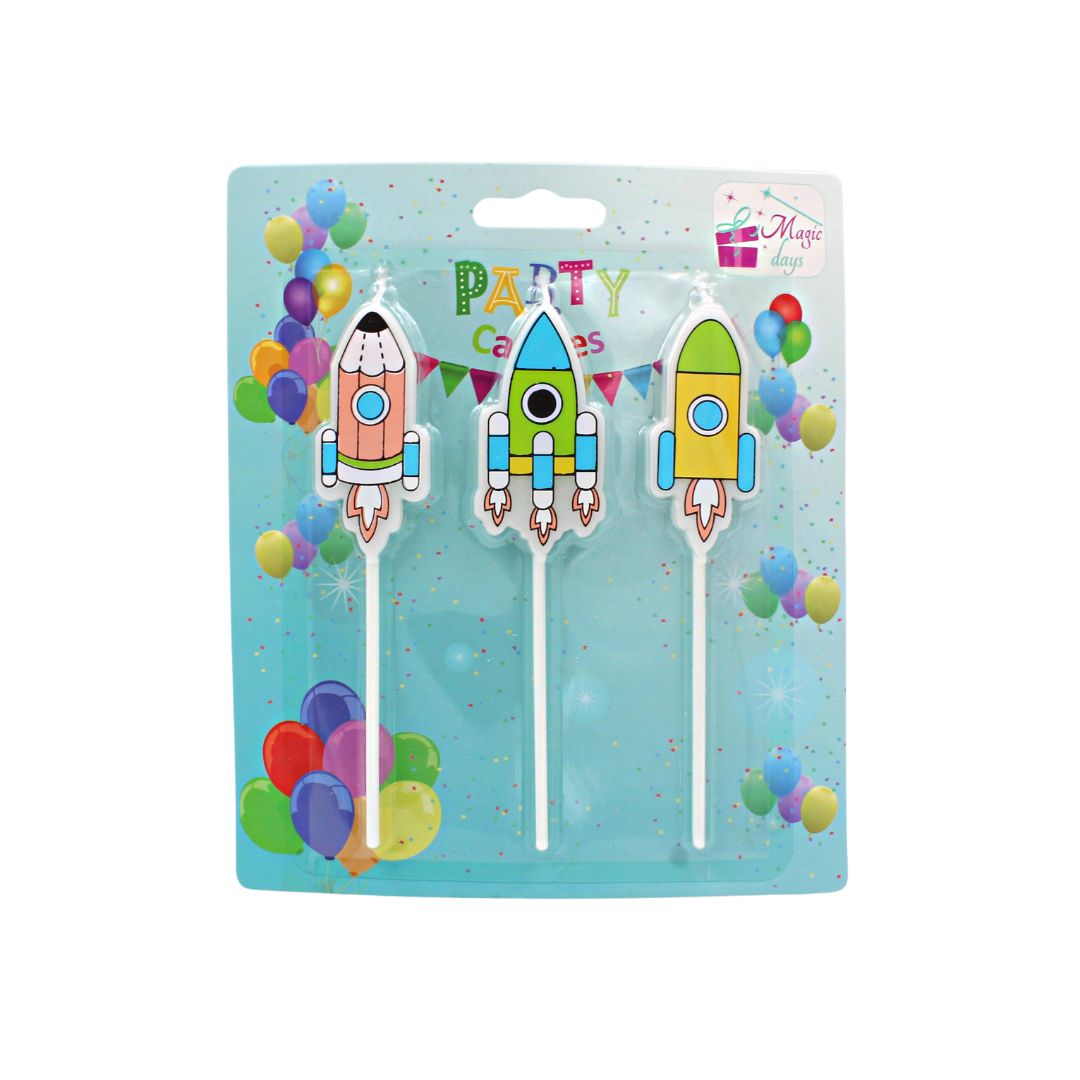 Set 3 lumanari party racheta spatiala - eMAG.ro