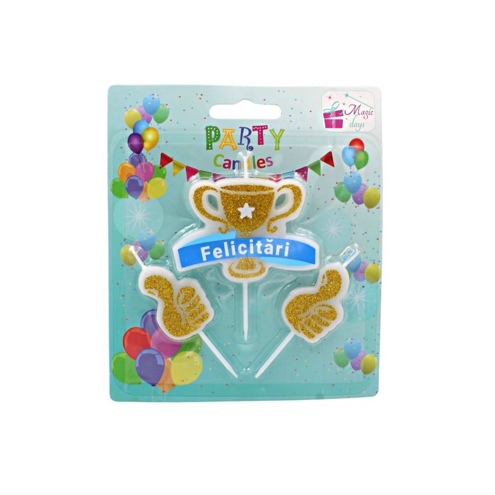 Set 3 lumanari party trofeu felicitari - eMAG.ro