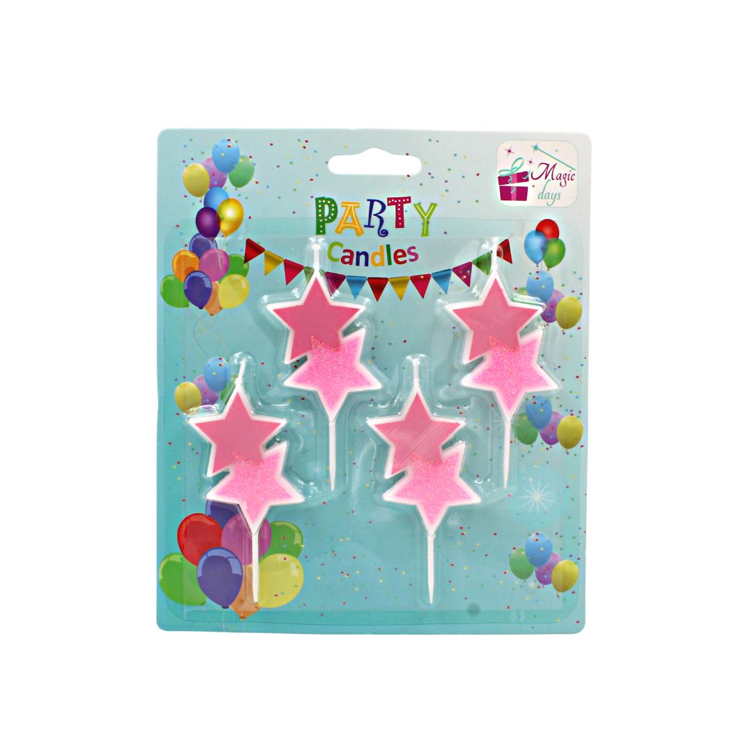 Set 4 lumanari party stelute roz - eMAG.ro