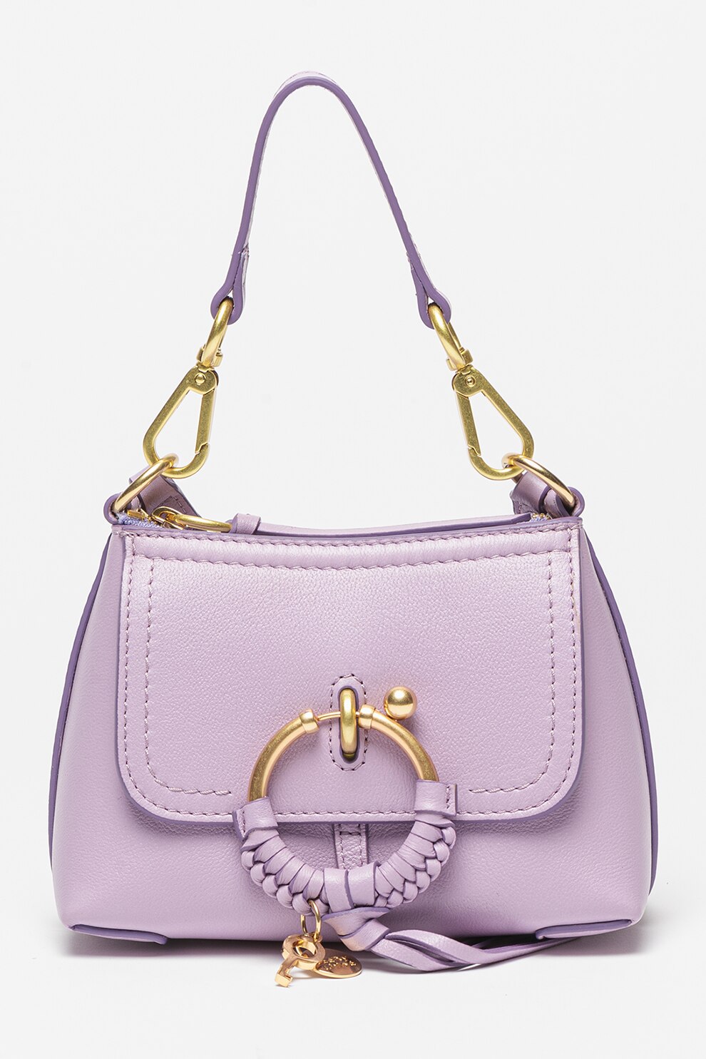 See by Chloé, Geanta crossbody din piele cu detaliu impletit, Lila ...