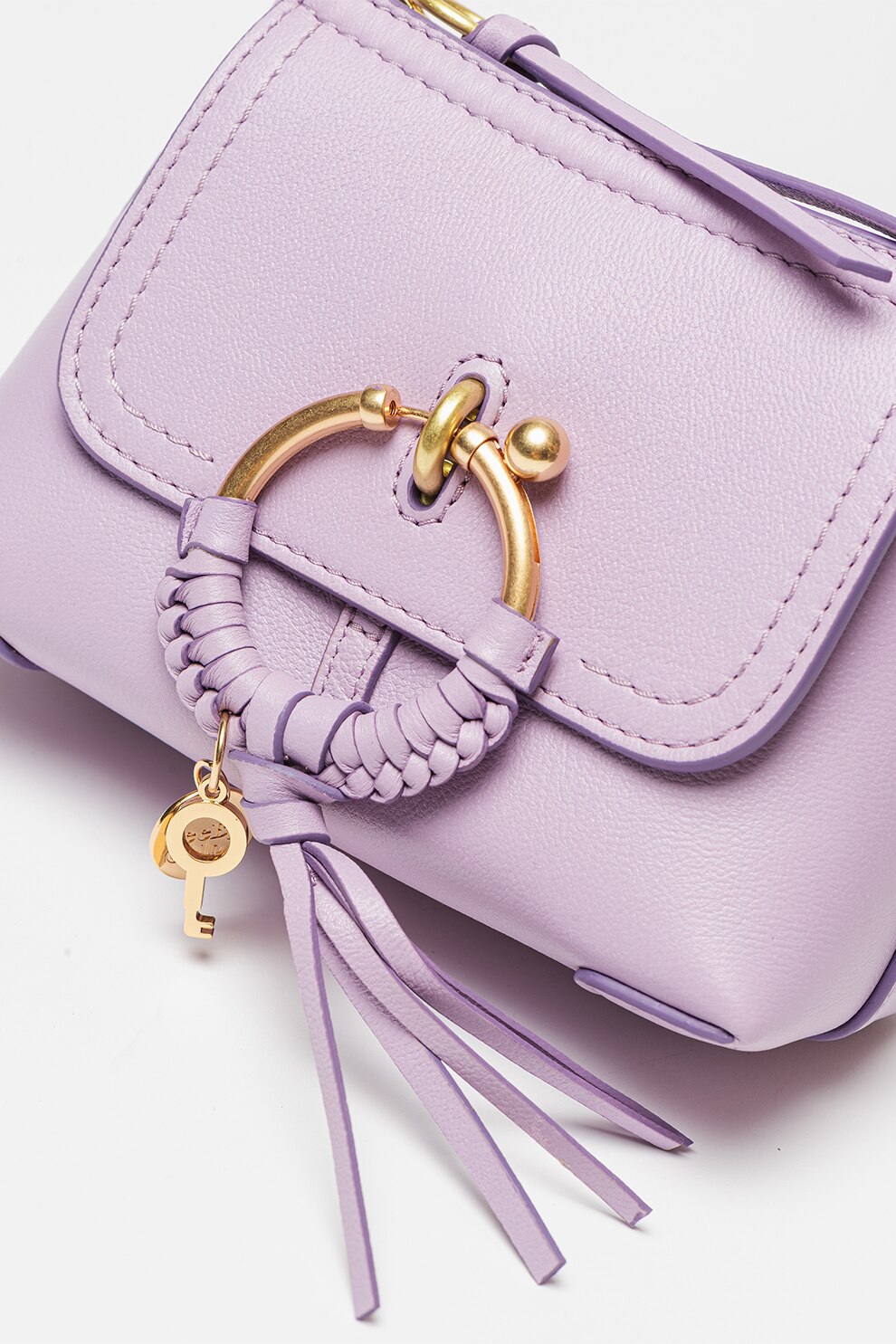 See by Chloé, Geanta crossbody din piele cu detaliu impletit, Lila ...